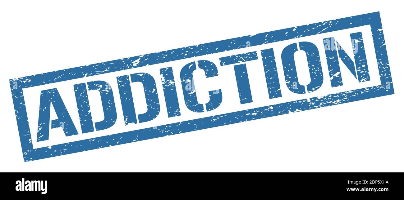 ADDICTION blue grungy rectangle stamp sign Stock Photo - Alamy