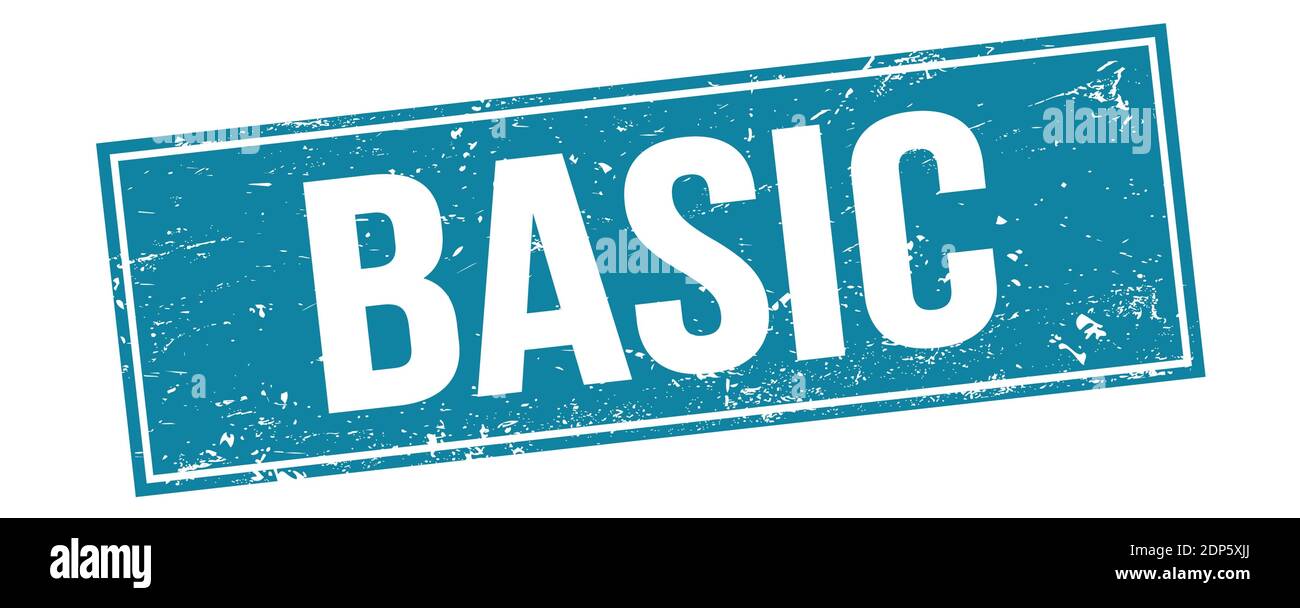 BASIC text on blue grungy rectangle stamp sign Stock Photo - Alamy