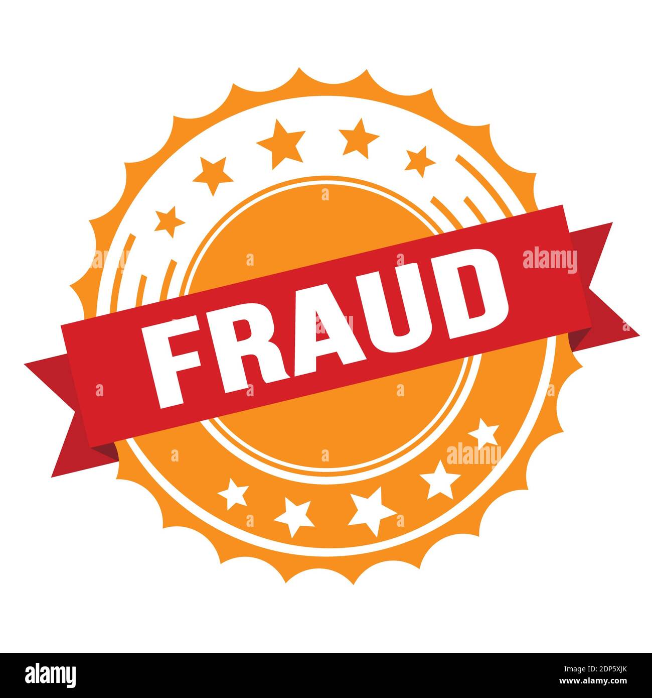 FRAUD text on red orange ribbon badge stamp Stock Photo - Alamy