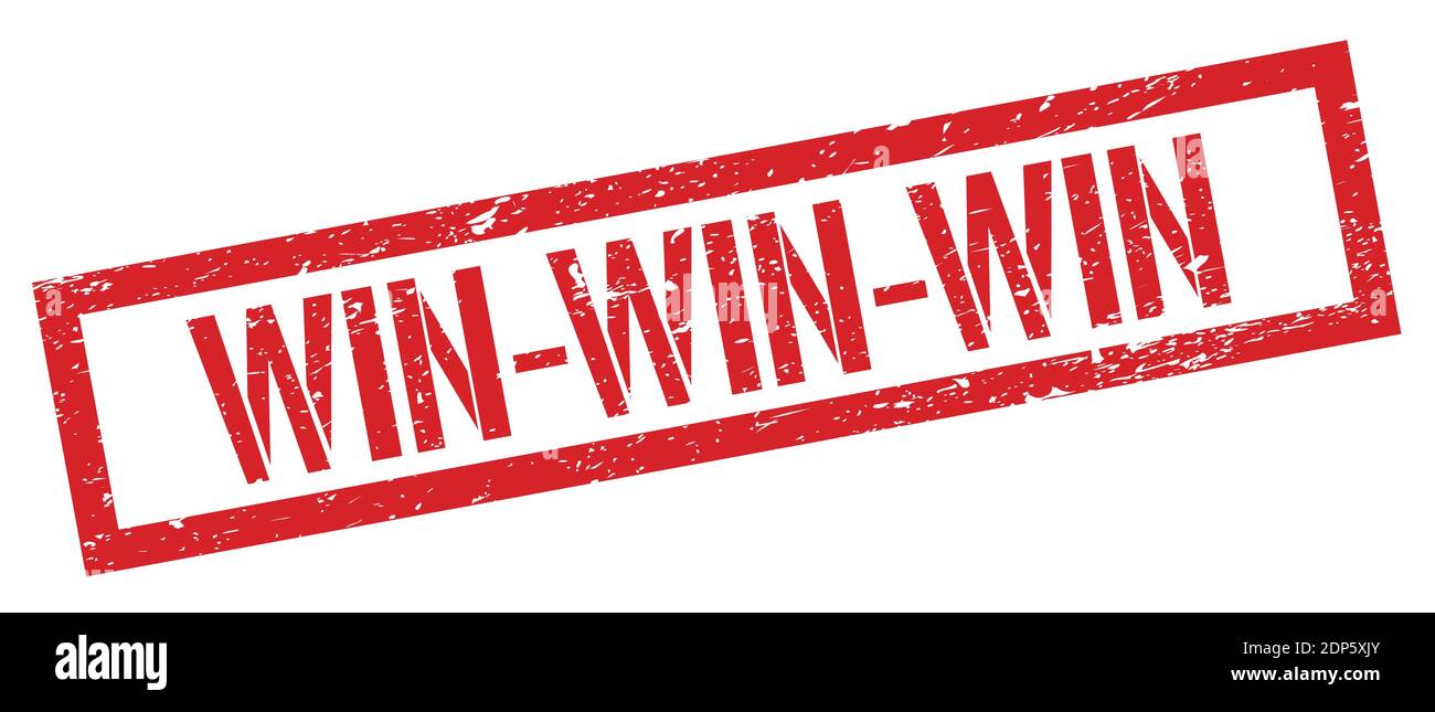 WIN-WIN-WIN red grungy rectangle stamp sign Stock Photo - Alamy