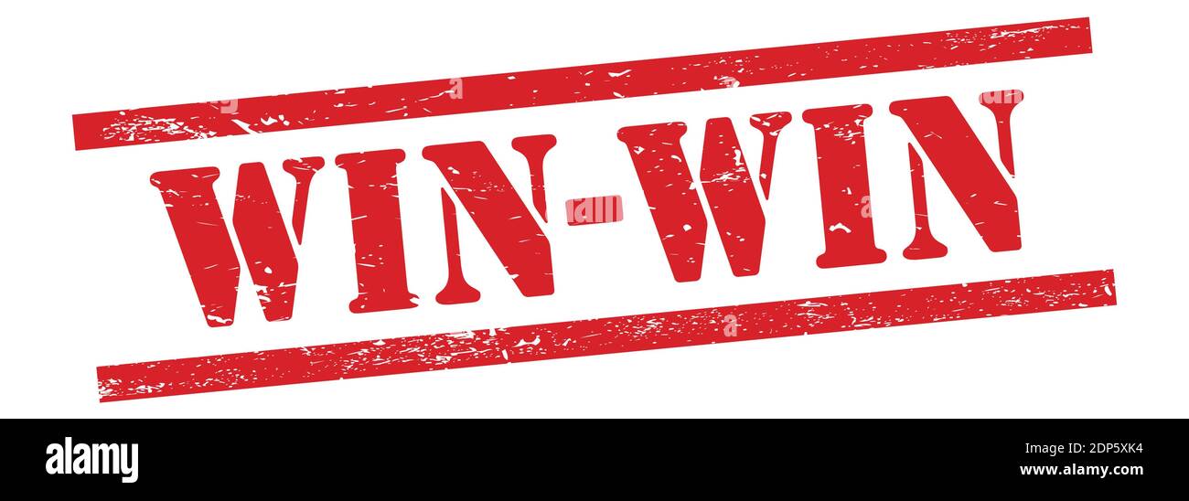 WIN-WIN text on red grungy vintage rubber stamp Stock Photo - Alamy