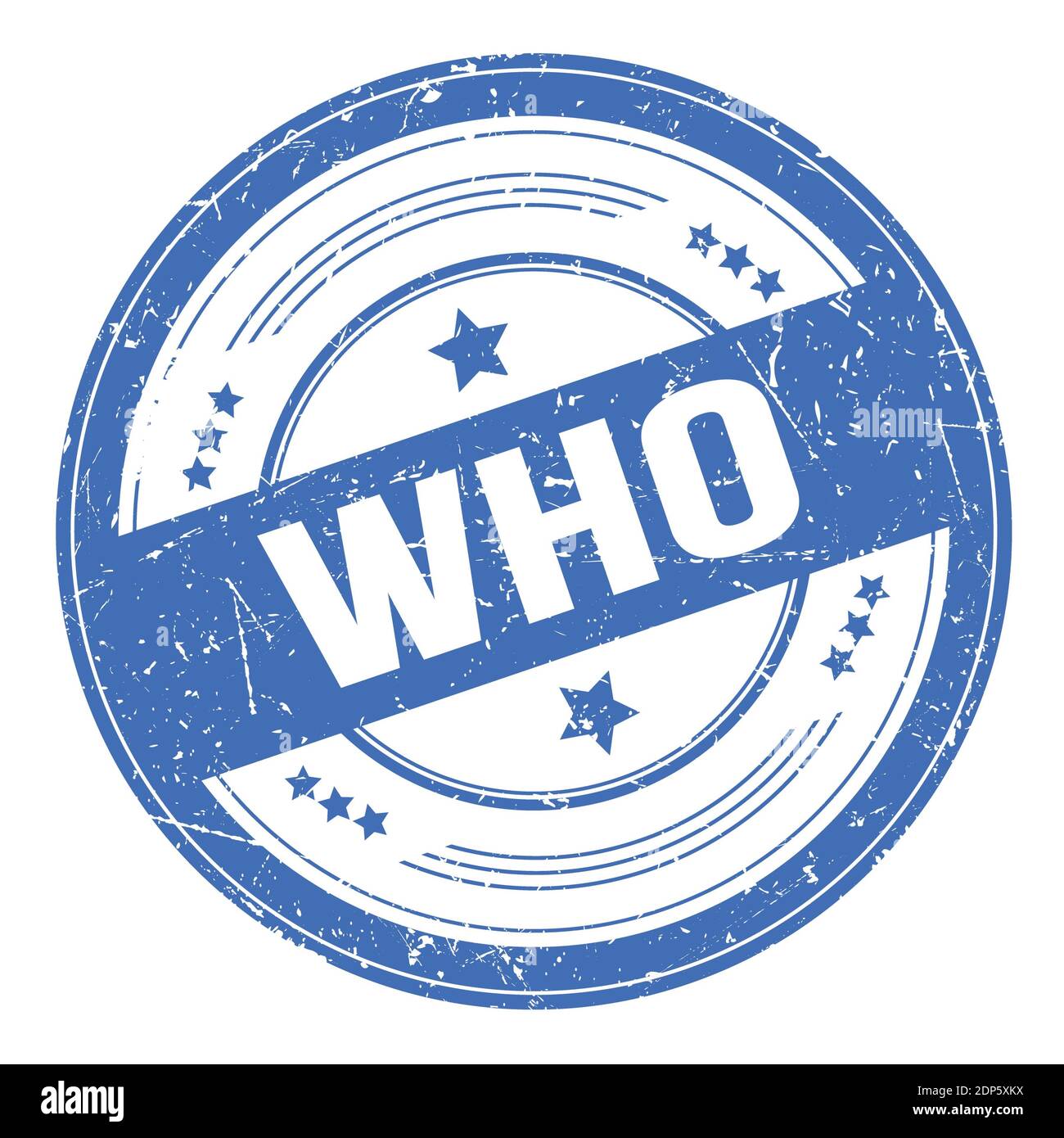 WHO text on blue round grungy texture stamp Stock Photo - Alamy