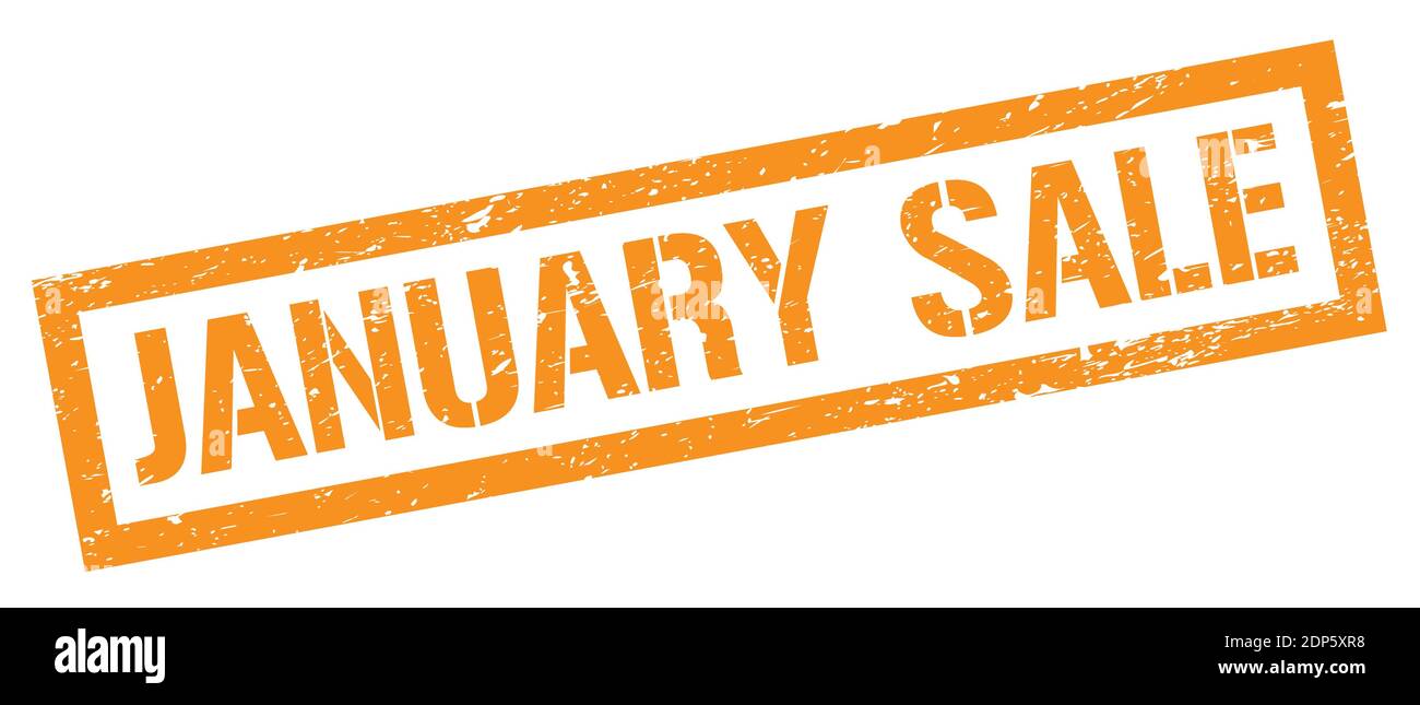 JANUARY SALE orange grungy rectangle stamp sign Stock Photo - Alamy