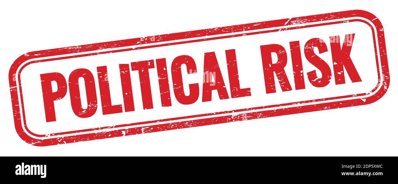 POLITICAL RISK text on red grungy vintage rectangle stamp Stock Photo ...