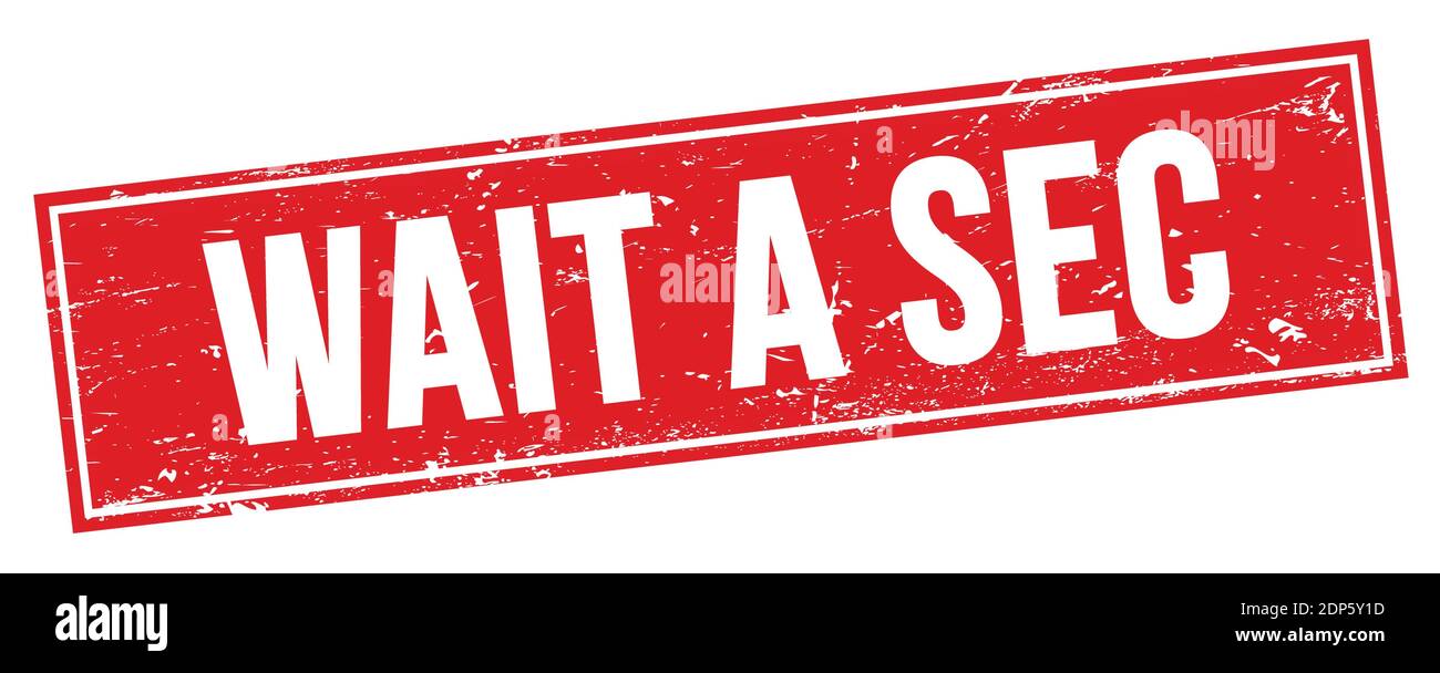 WAIT A SEC text on red grungy rectangle stamp sign Stock Photo - Alamy
