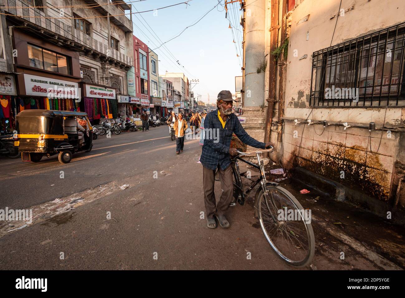Jamnagar, Gujarat, India - December 2018: And old Indian man walking ...