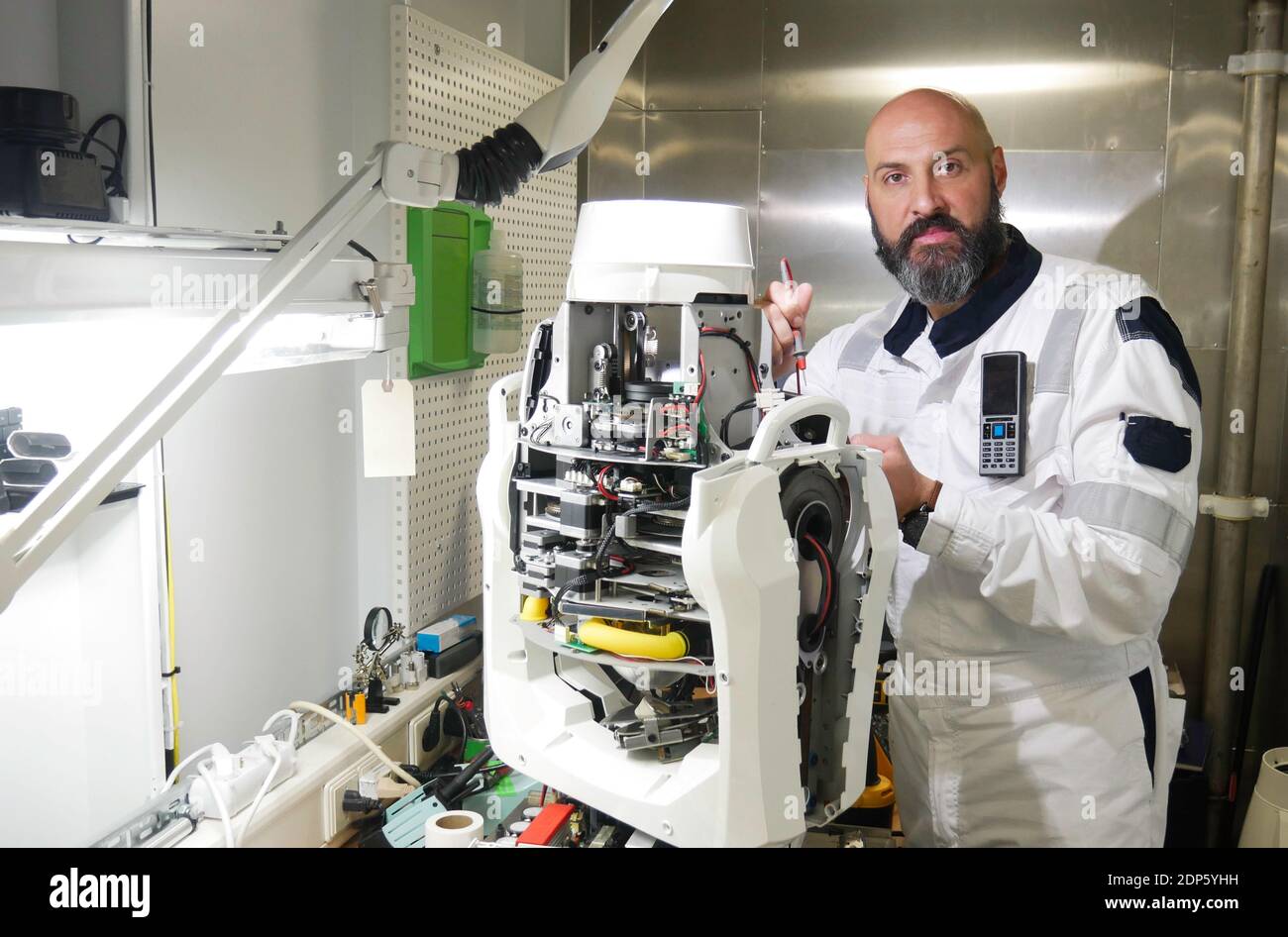 Electronics Engineer Works with on Robot. Computer Science Research ...