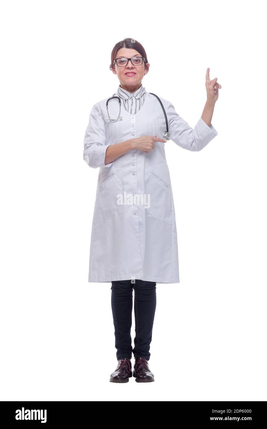 Senior woman pointing medical Cut Out Stock Images & Pictures - Alamy