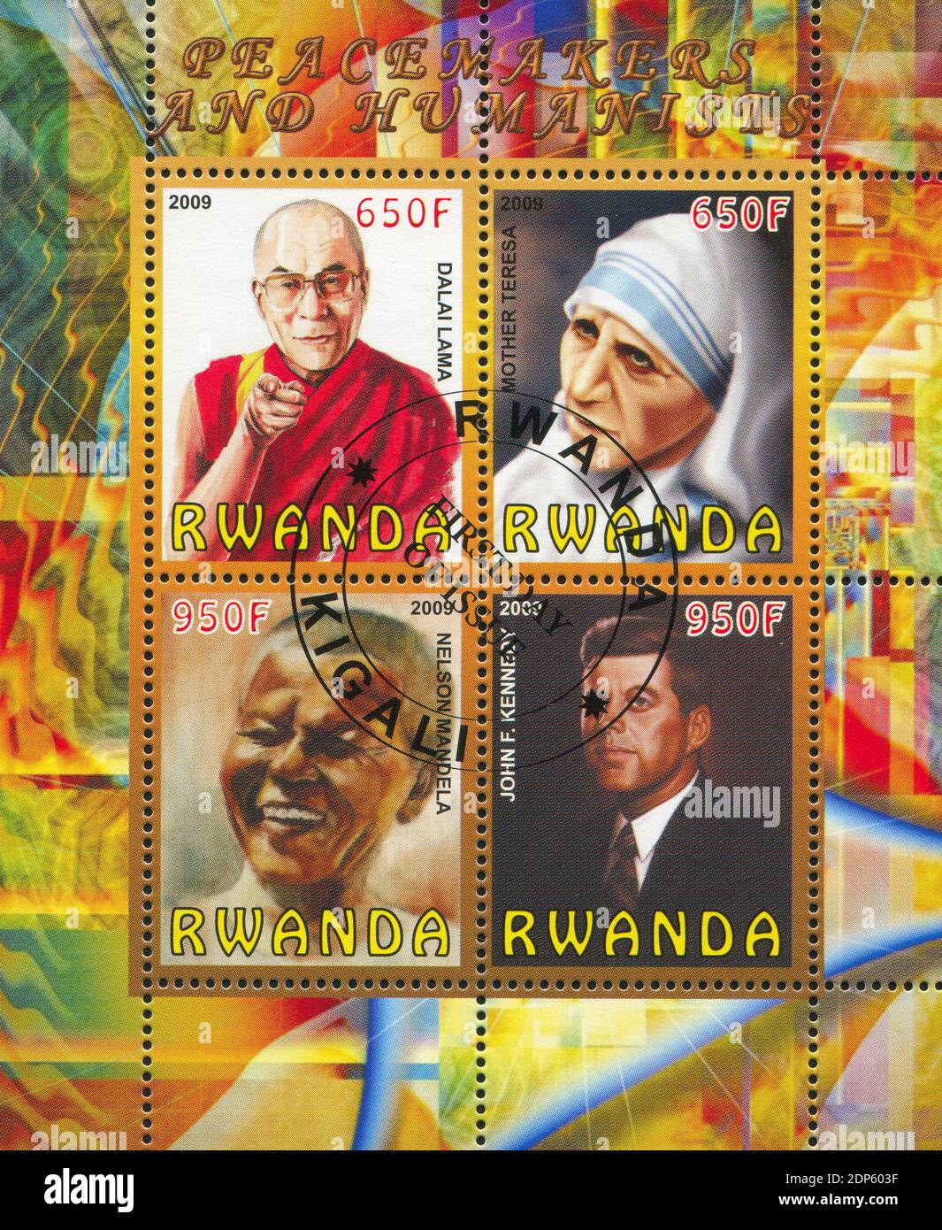 RWANDA - CIRCA 2009: stamp printed by Rwanda, shows famous people ...