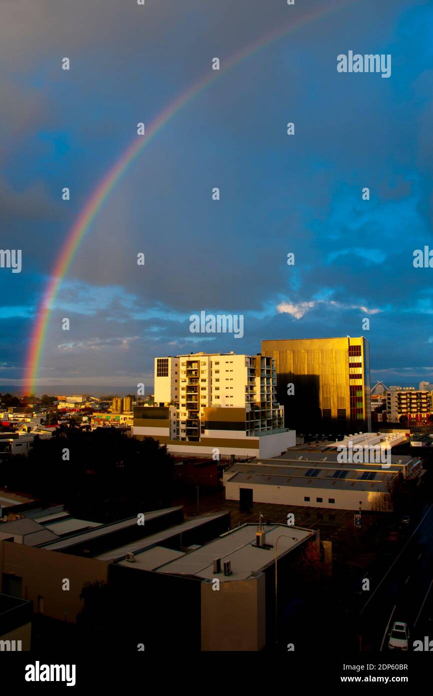 Rainbow in the City Suburbs Stock Photo - Alamy