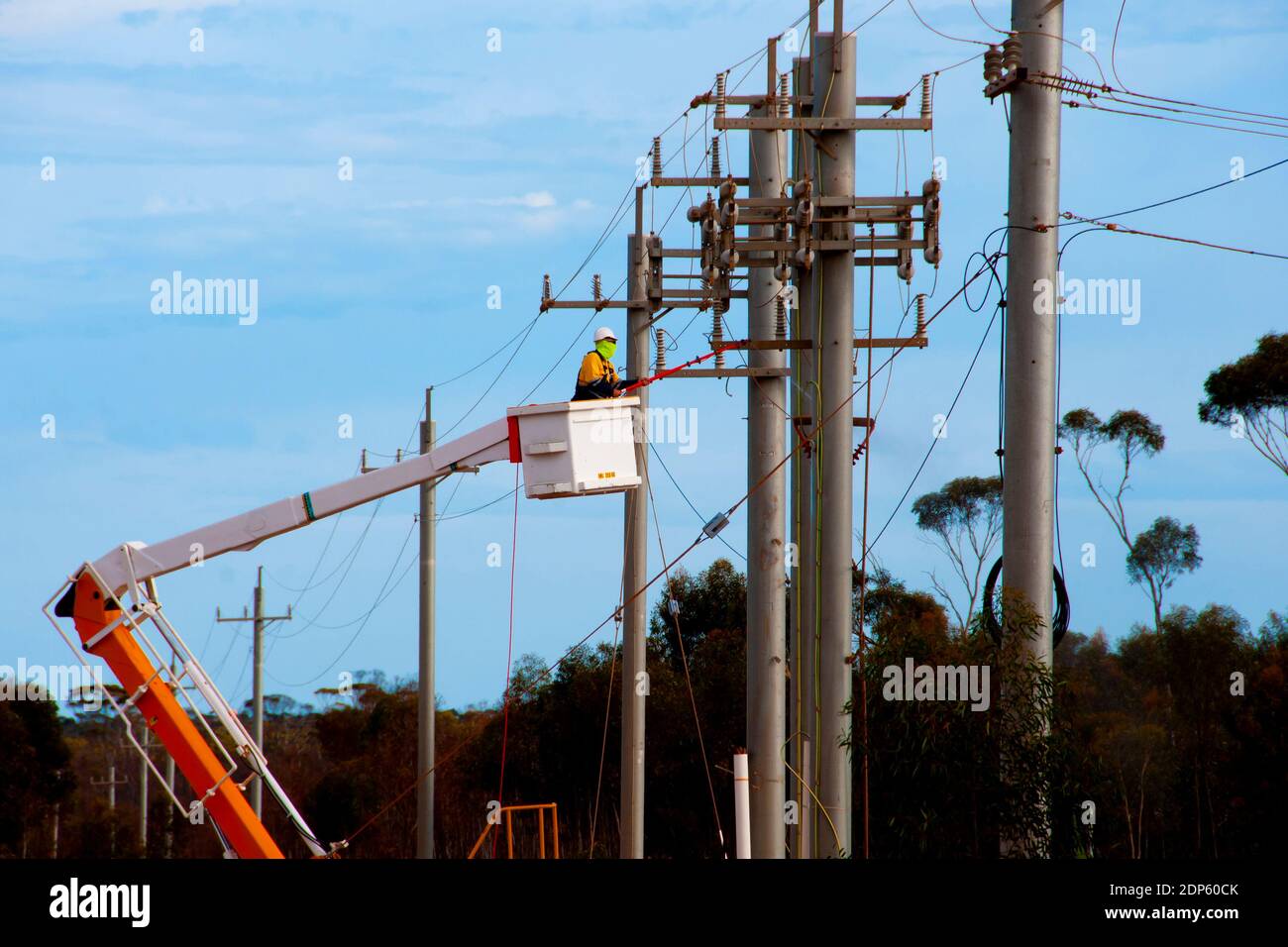 Maintenance of Industrial Electrical Pole Stock Photo - Alamy