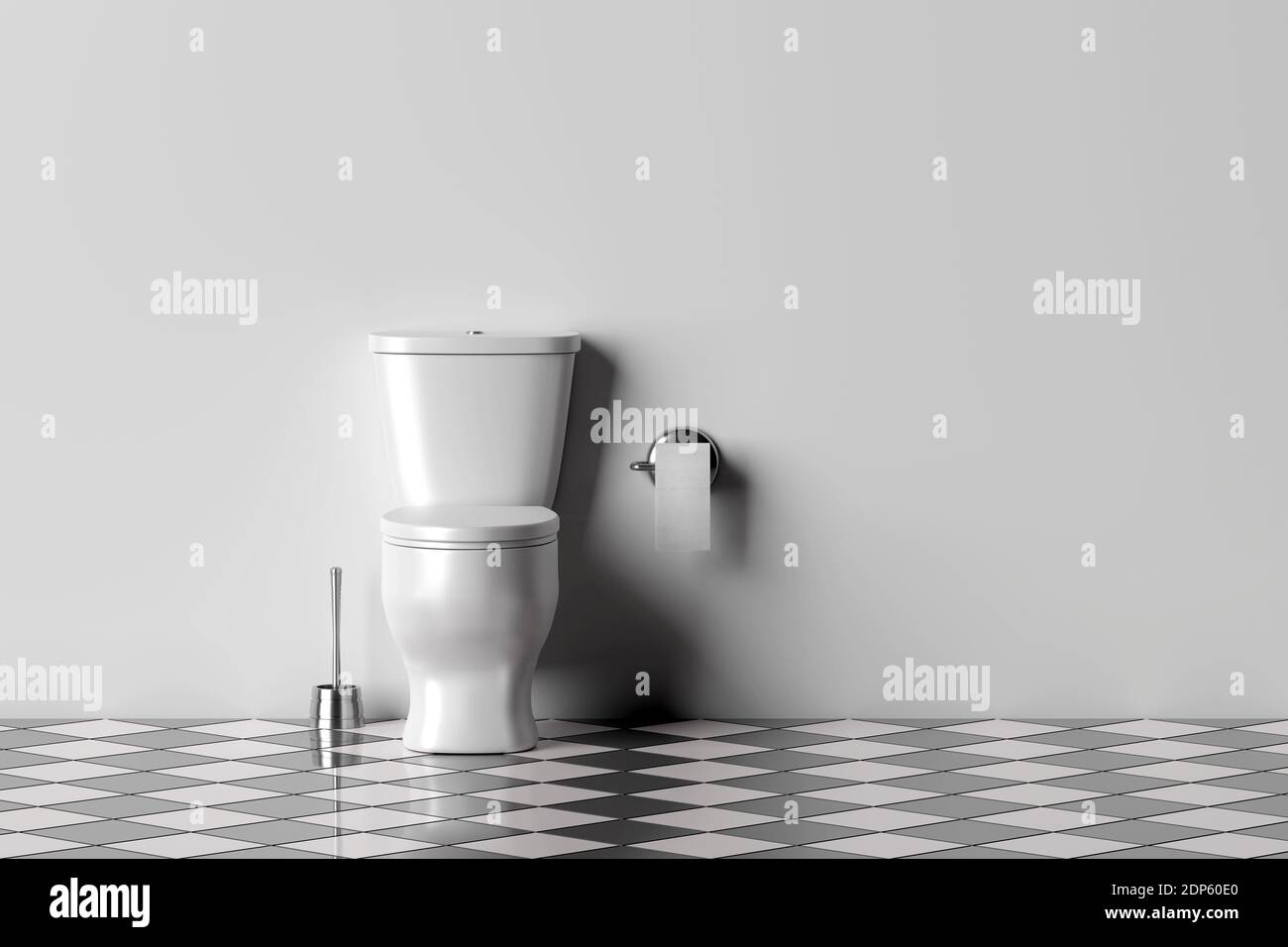 3d rendering of an interior scene of a toilet in a white wall and ...