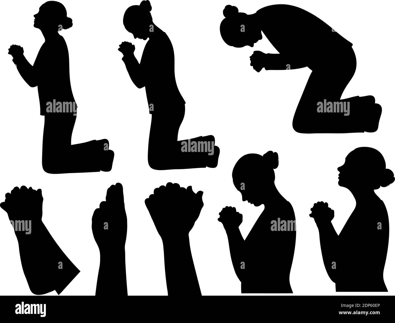 Set of different praying women isolated on white Stock Vector Image ...