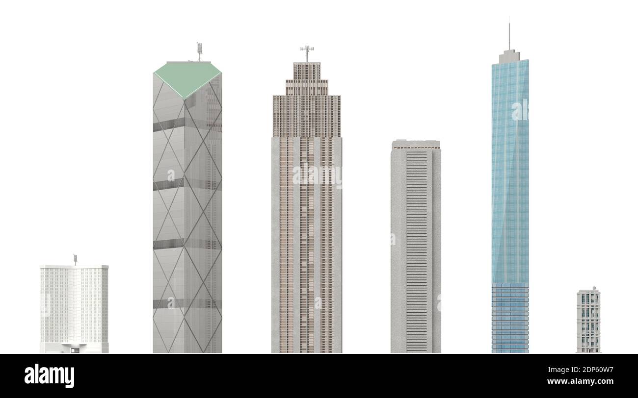 3D illustration modern buildings isolated on white background Stock ...
