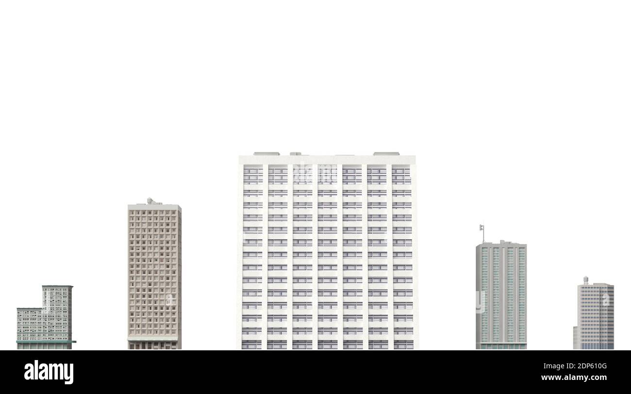 3D illustration modern buildings isolated on white background Stock ...
