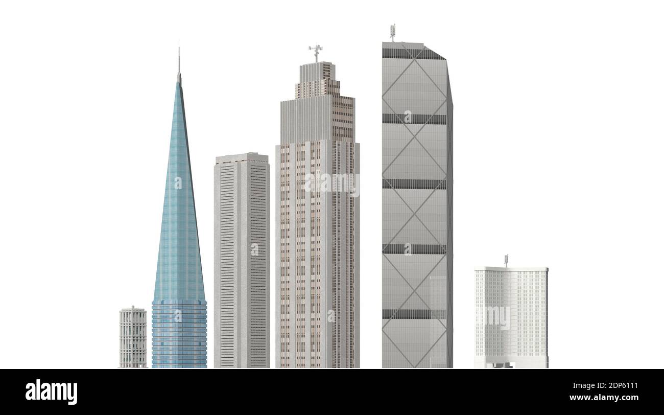 3D illustration modern buildings isolated on white background Stock ...
