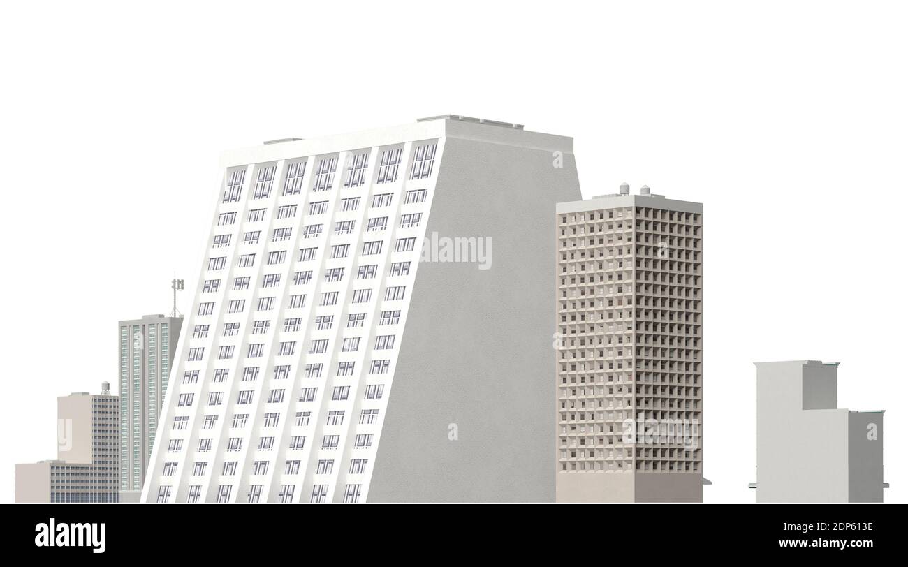 3D illustration modern buildings isolated on white background Stock ...