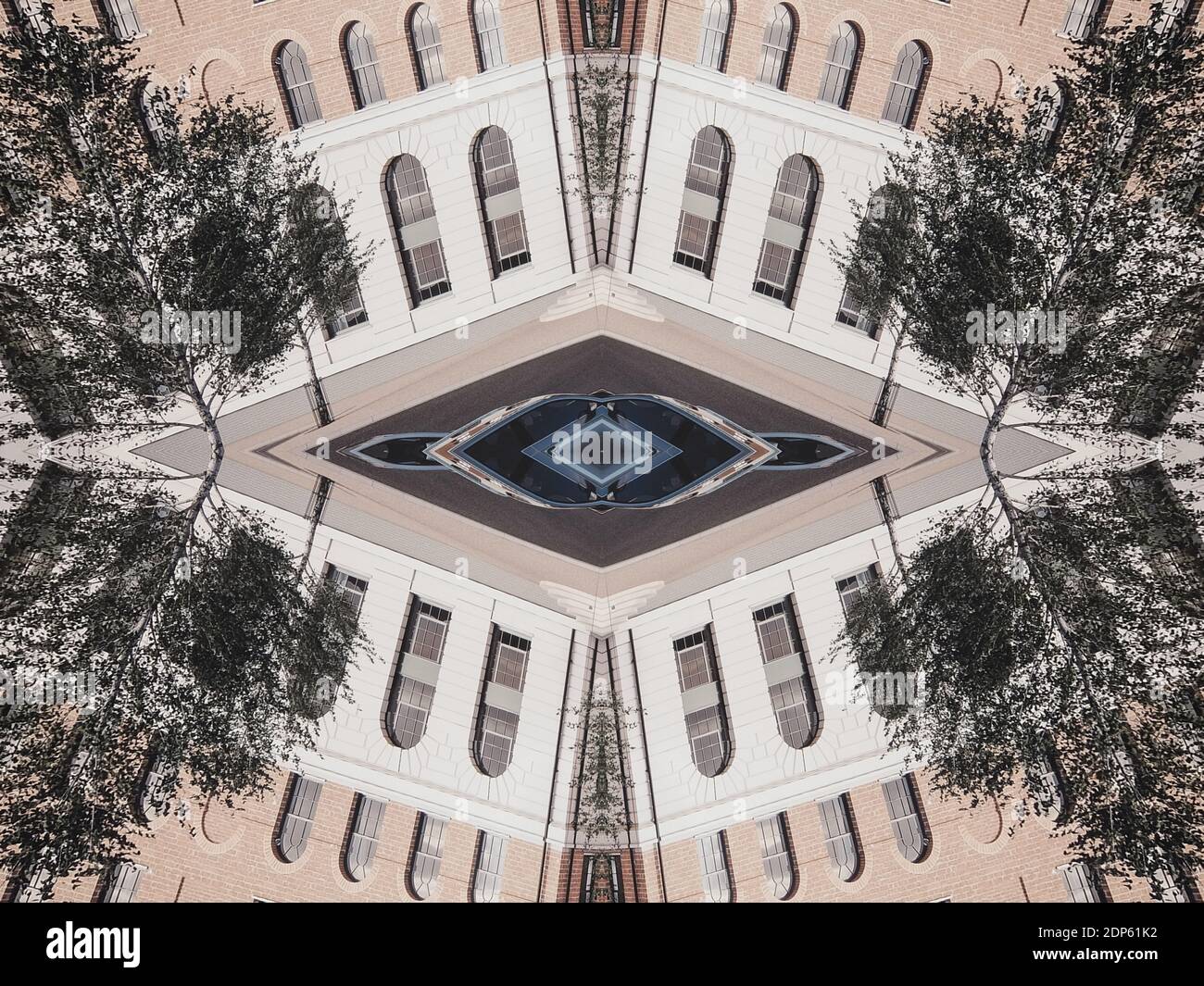 A kaleidoscope pattern of a building and trees Stock Photo - Alamy