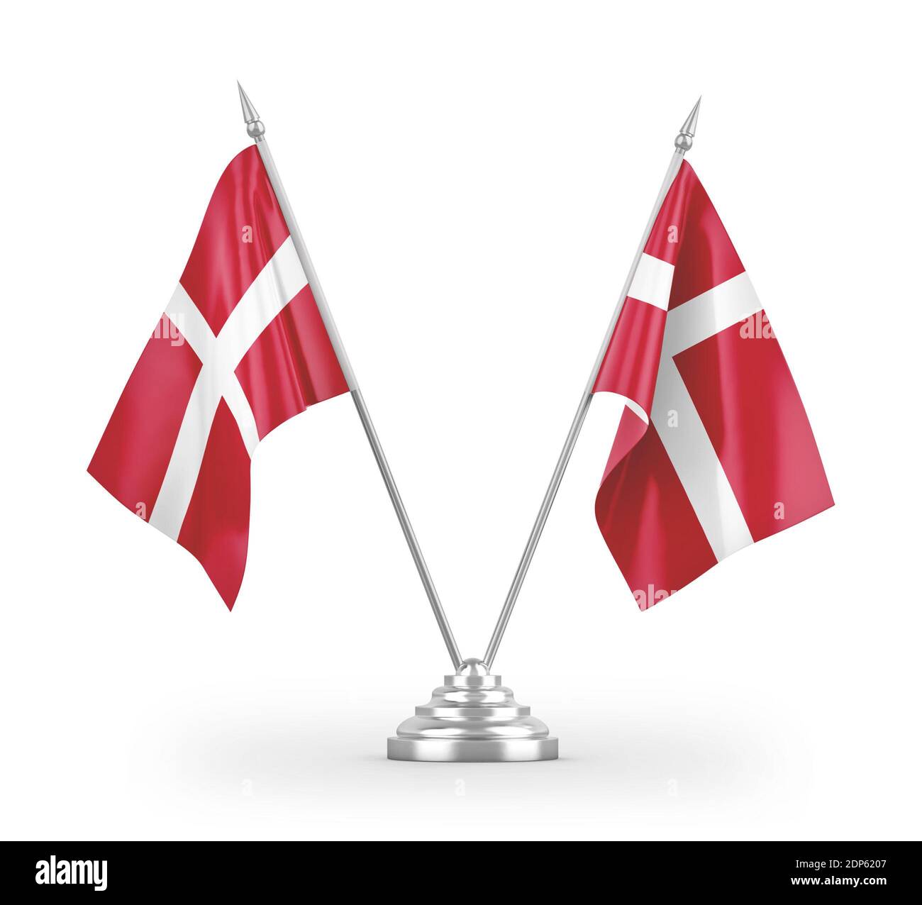 Denmark table flags isolated on white 3D rendering Stock Photo - Alamy