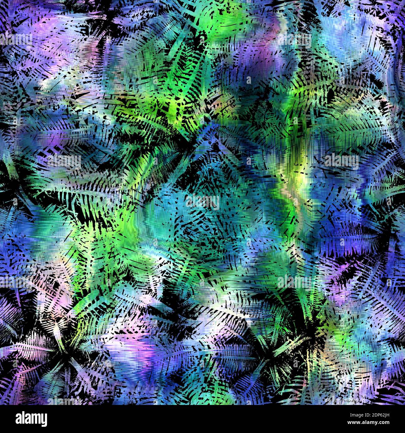 Seamless abstract color blobs with tropical overlay Stock Photo - Alamy