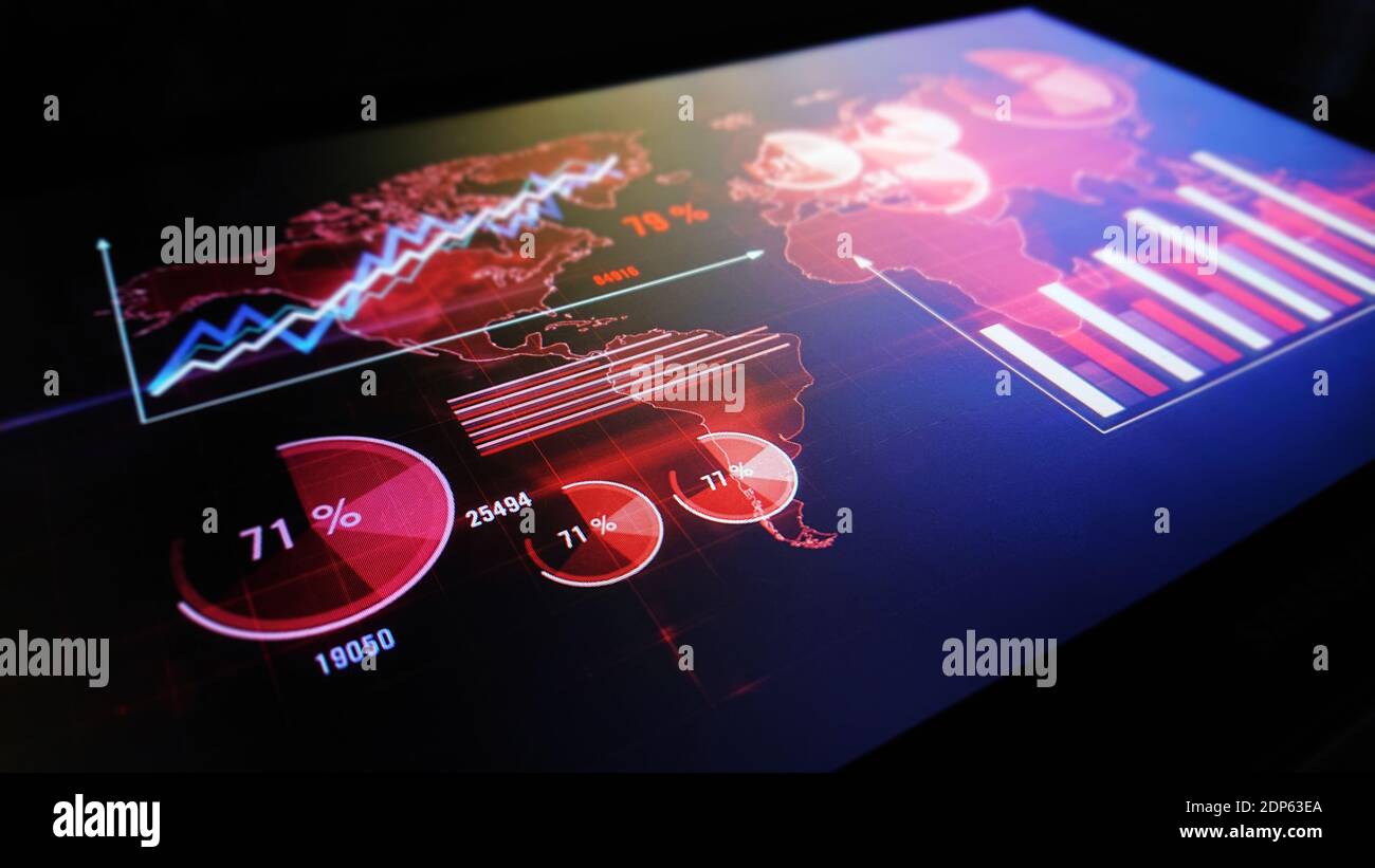 Graph on the screen. Business chart on digital display. Economy ...
