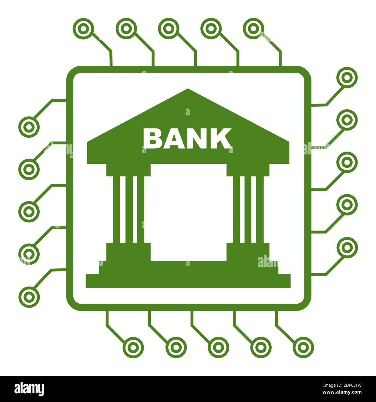 Bank building inside cpu icon. Electronic Banking Stock Vector Image ...