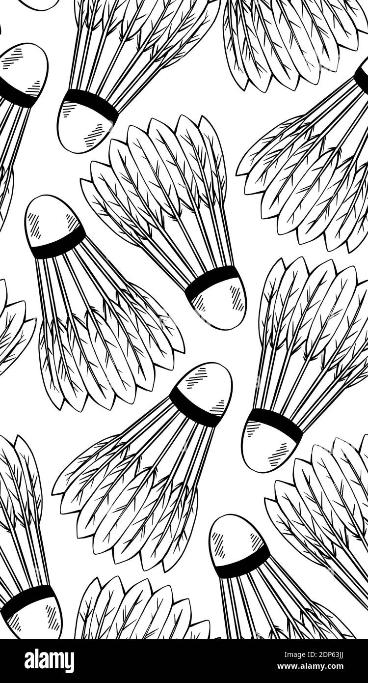 Seamless pattern with a sketch of shuttlecocks for playing badminton on ...