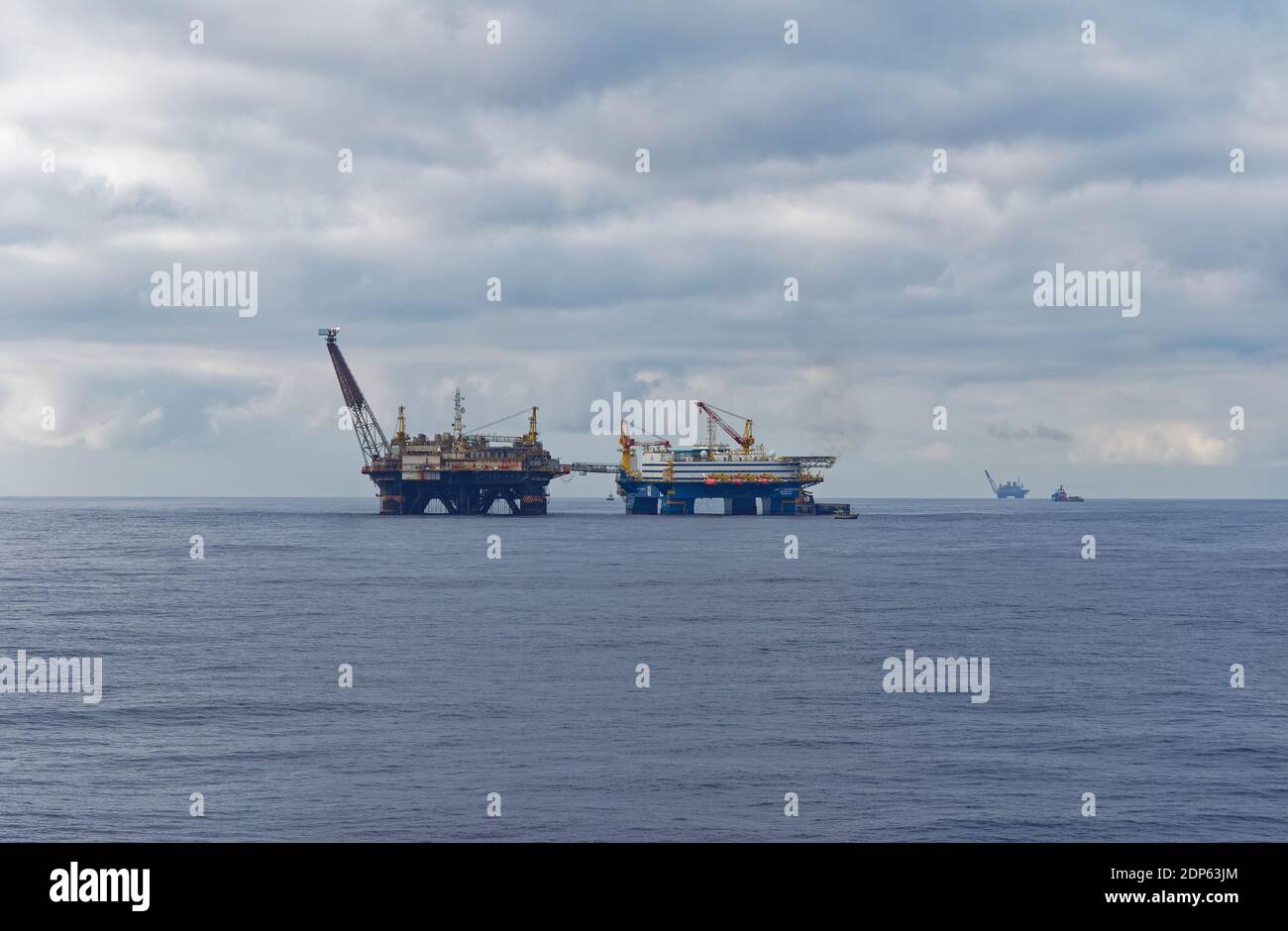 The P-40 Floating Oil Platform and the Dos Tiradentes Flotel attached ...
