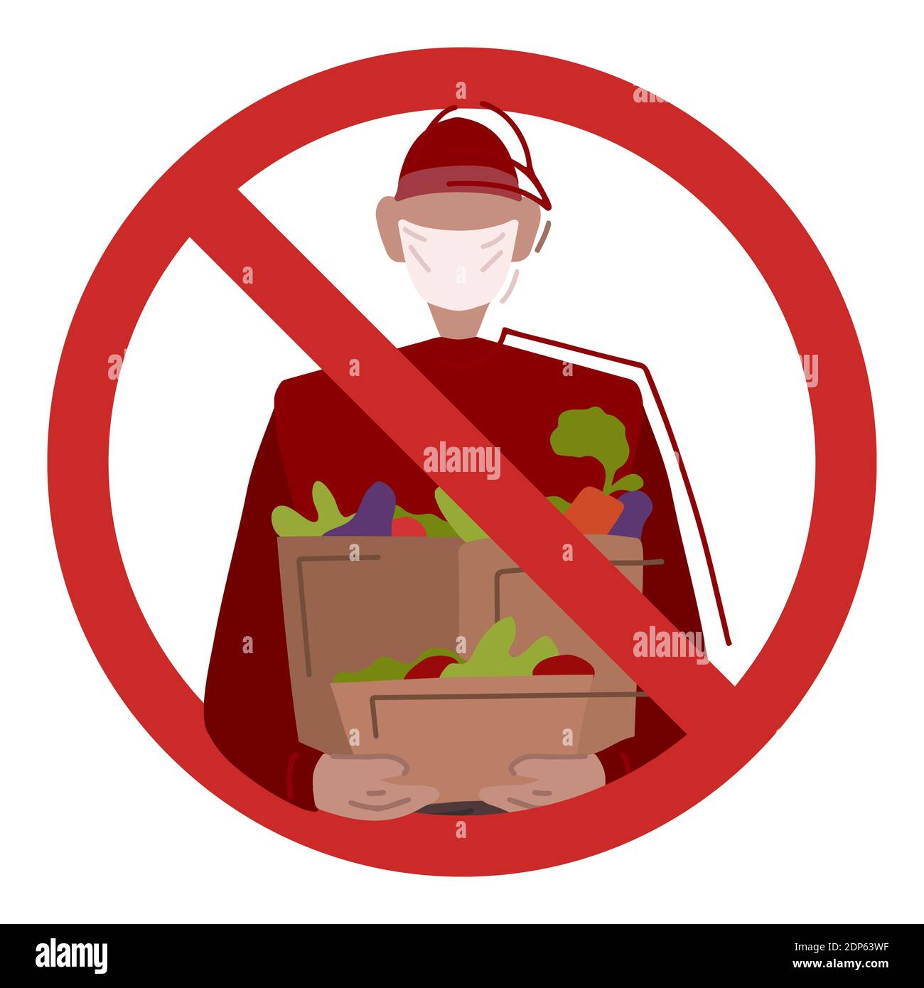 Food delivery ban. Risk of infection in quarantine. Masked food ...