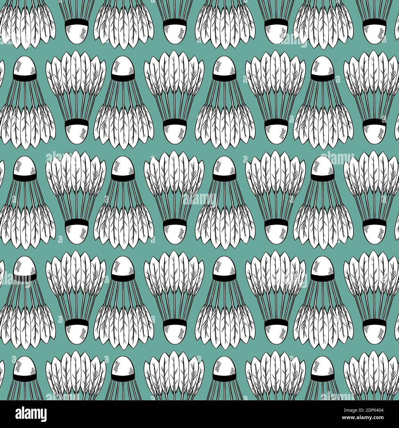 Seamless pattern with a sketch of shuttlecocks for playing badminton in ...