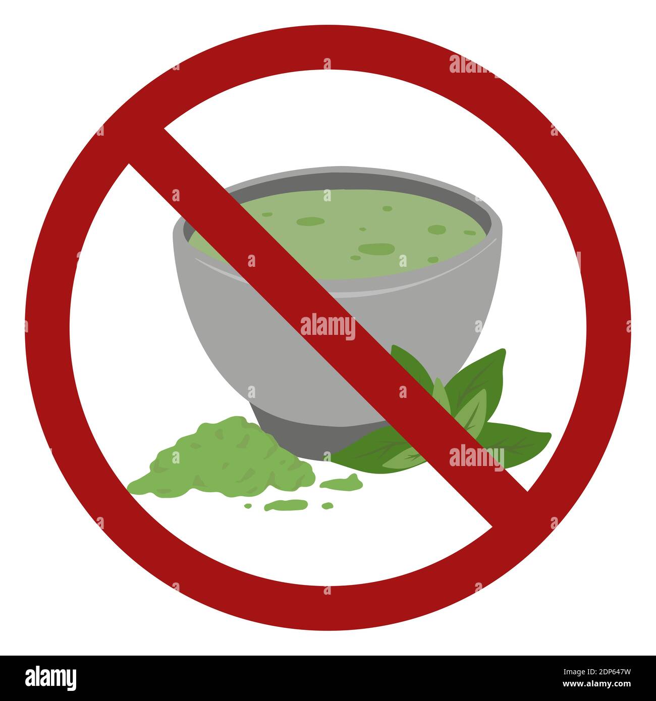 Ban on Japanese matcha tea. Green tea with powder, foliage in a ...