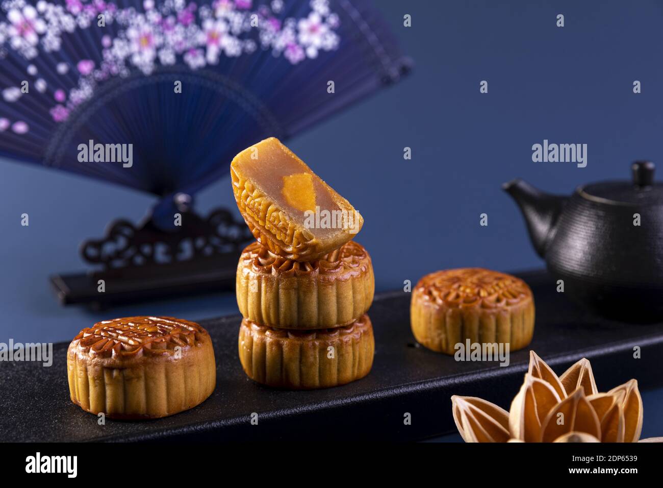 A selective focus shot of delicious traditional Chinese mooncakes Stock ...