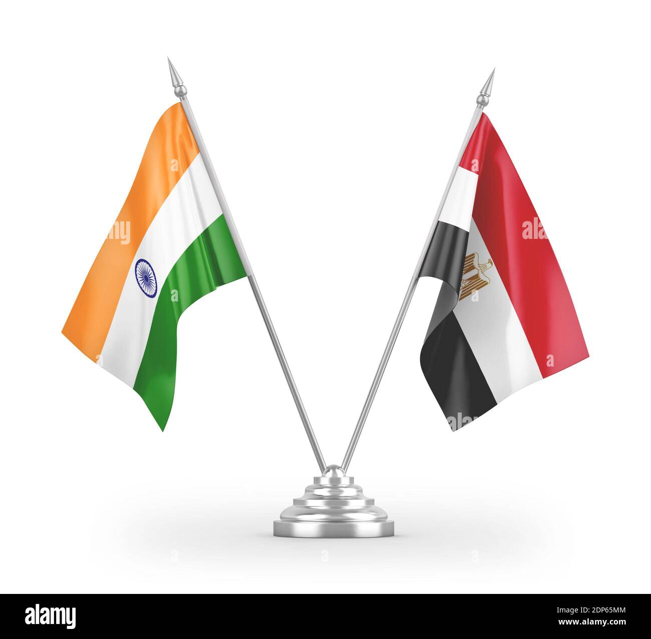 Egypt and India table flags isolated on white 3D rendering Stock Photo ...