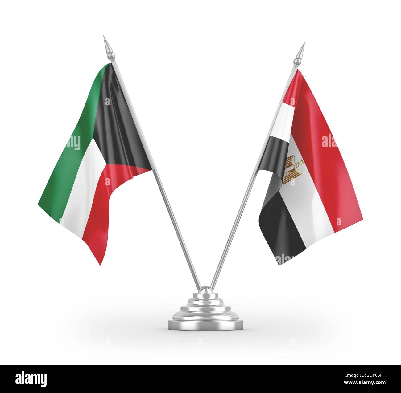 Egypt and Kuwait table flags isolated on white 3D rendering Stock Photo ...
