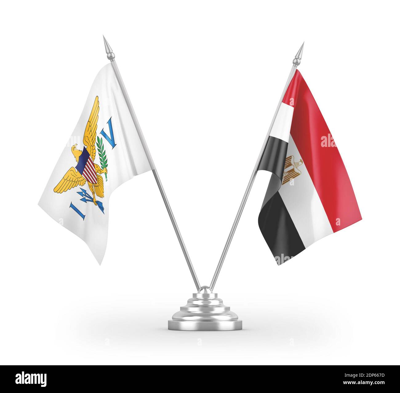 Egypt and Virgin Islands United States table flags isolated on white ...