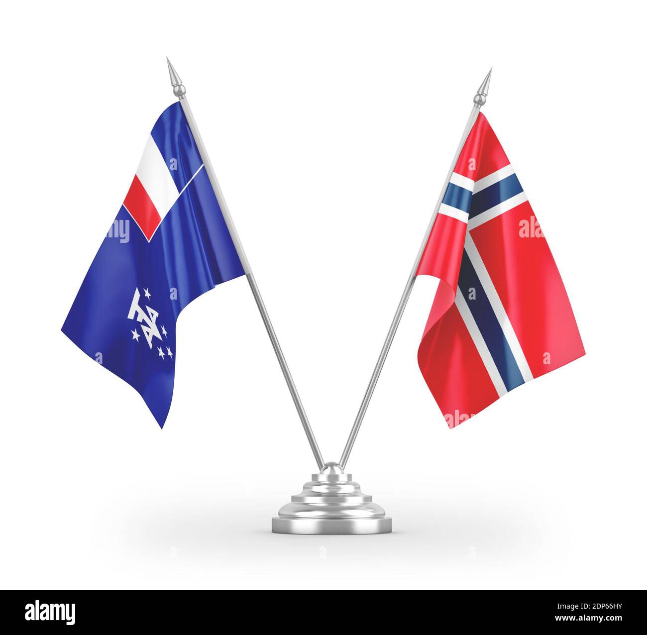 Norway and French Southern and Antarctic Lands table flags isolated on ...