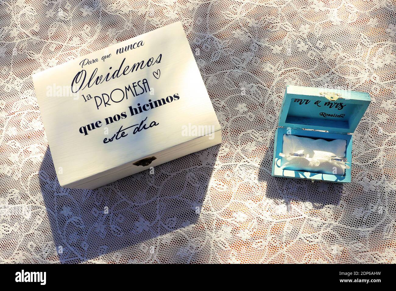 A top view of the wedding ring box Stock Photo - Alamy