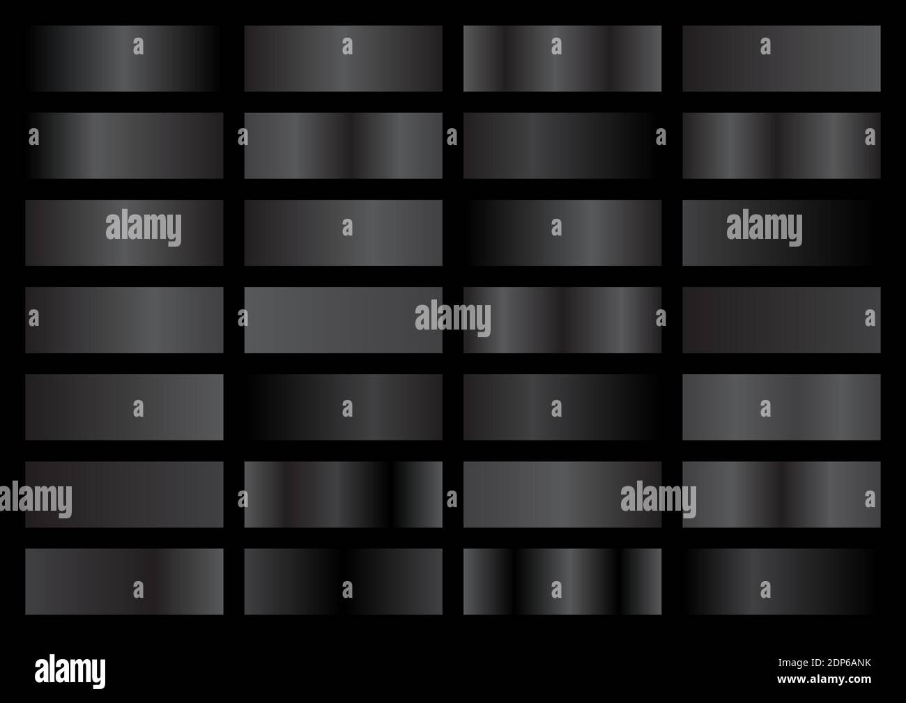 Vector set of black and grey metallic gradients, swatches collection ...