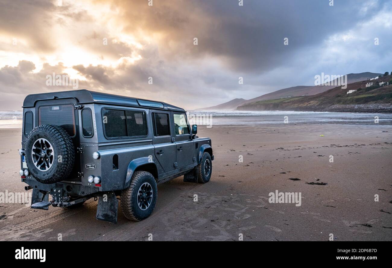 Adventure is the main theme of this picture. A grey 4x4 Land Rover ...
