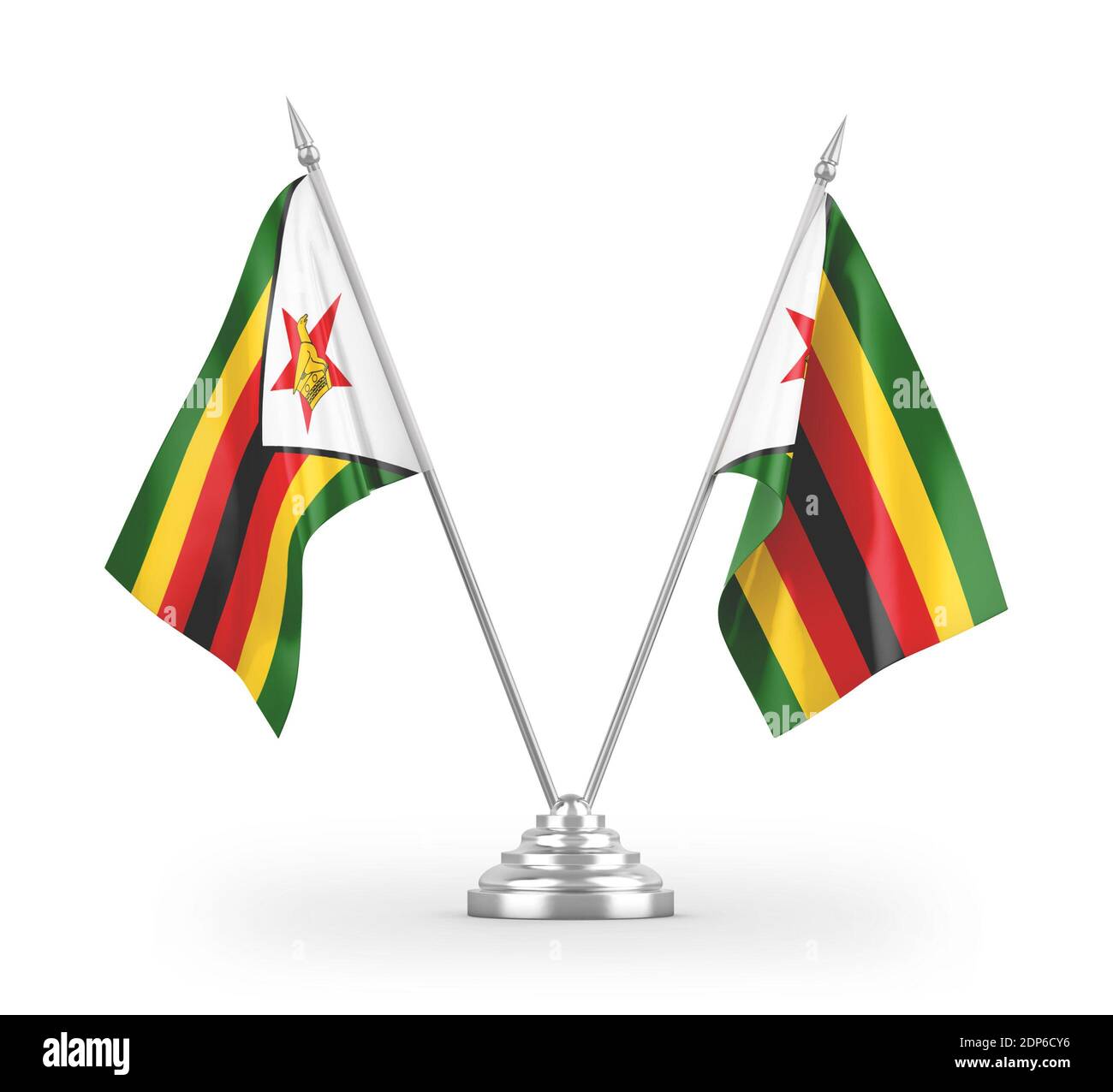 Zimbabwe table flags isolated on white 3D rendering Stock Photo - Alamy