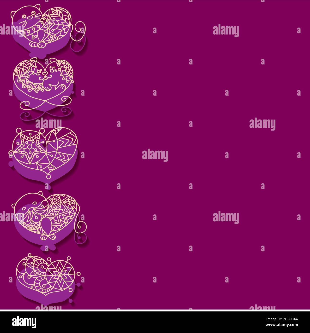 One side frame for wedding and Valentine. There are ornaments with cats ...