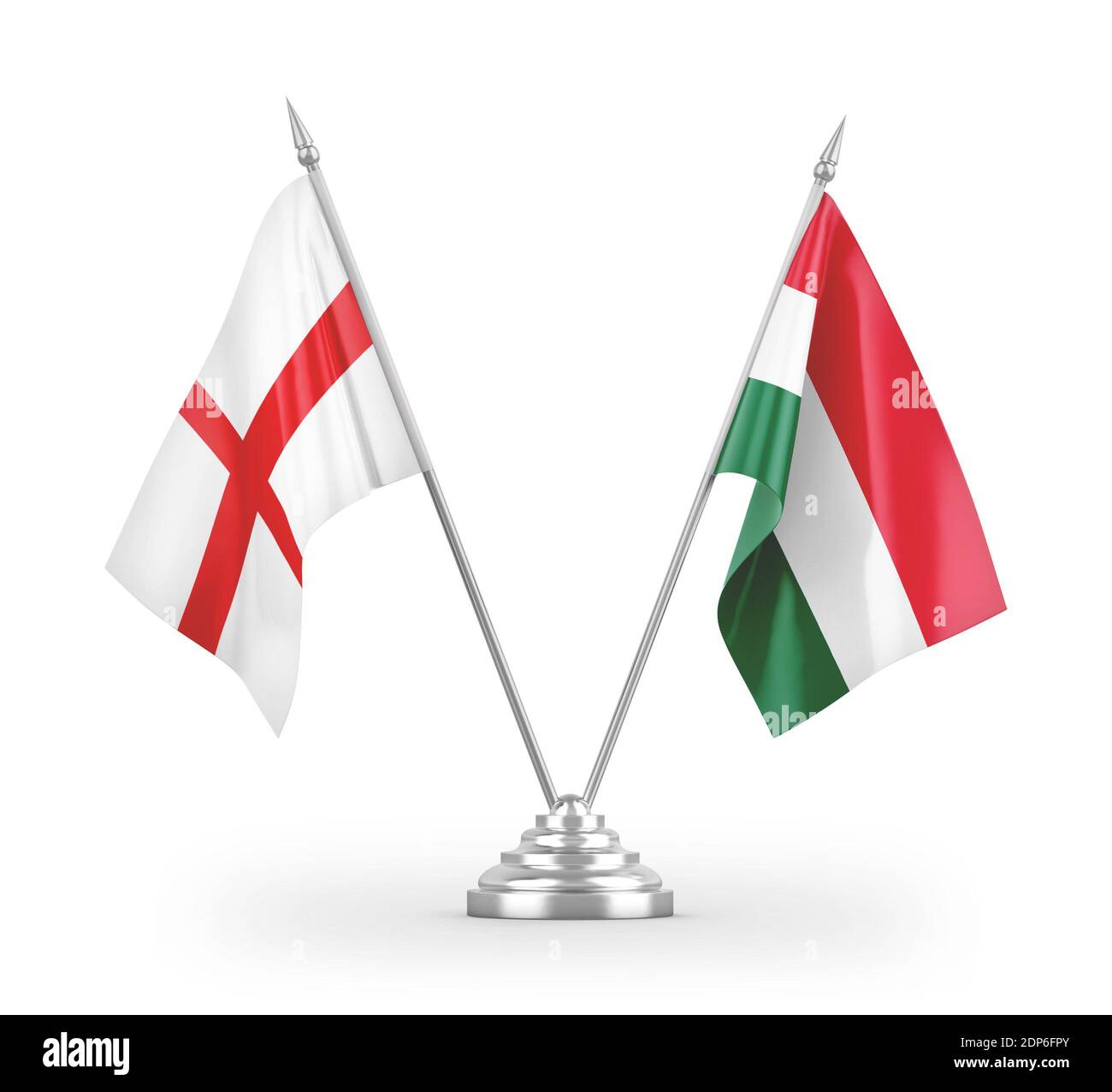 Hungary and England table flags isolated on white 3D rendering Stock ...