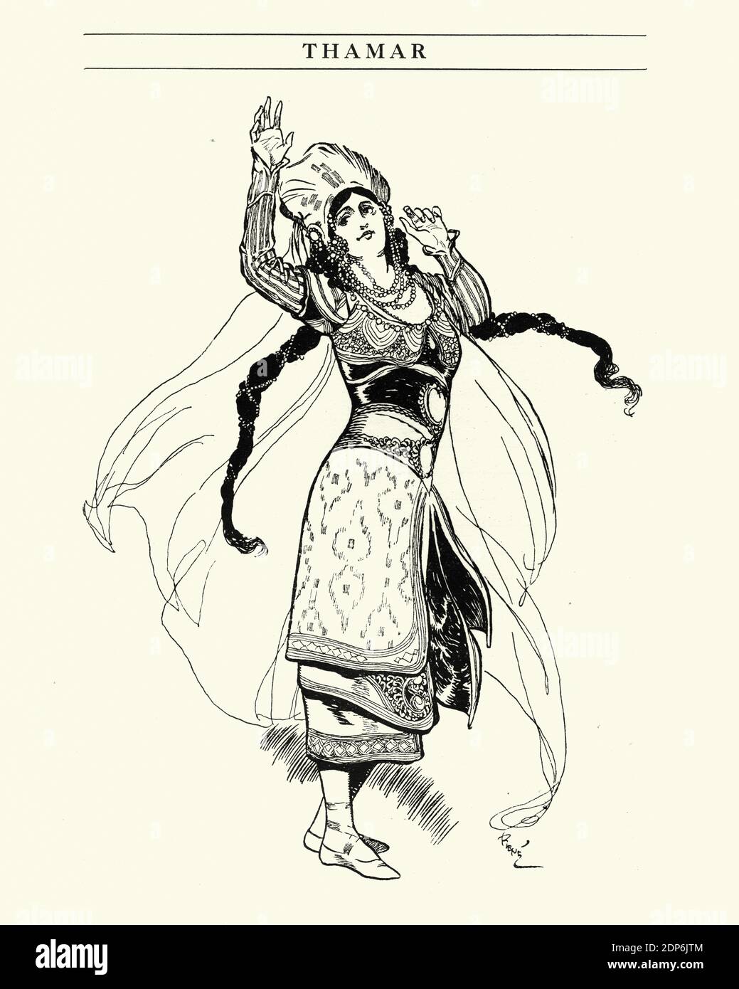 Scene from the ballet Thamar (Tamara) by Mily Balakirev. Ballerina ...
