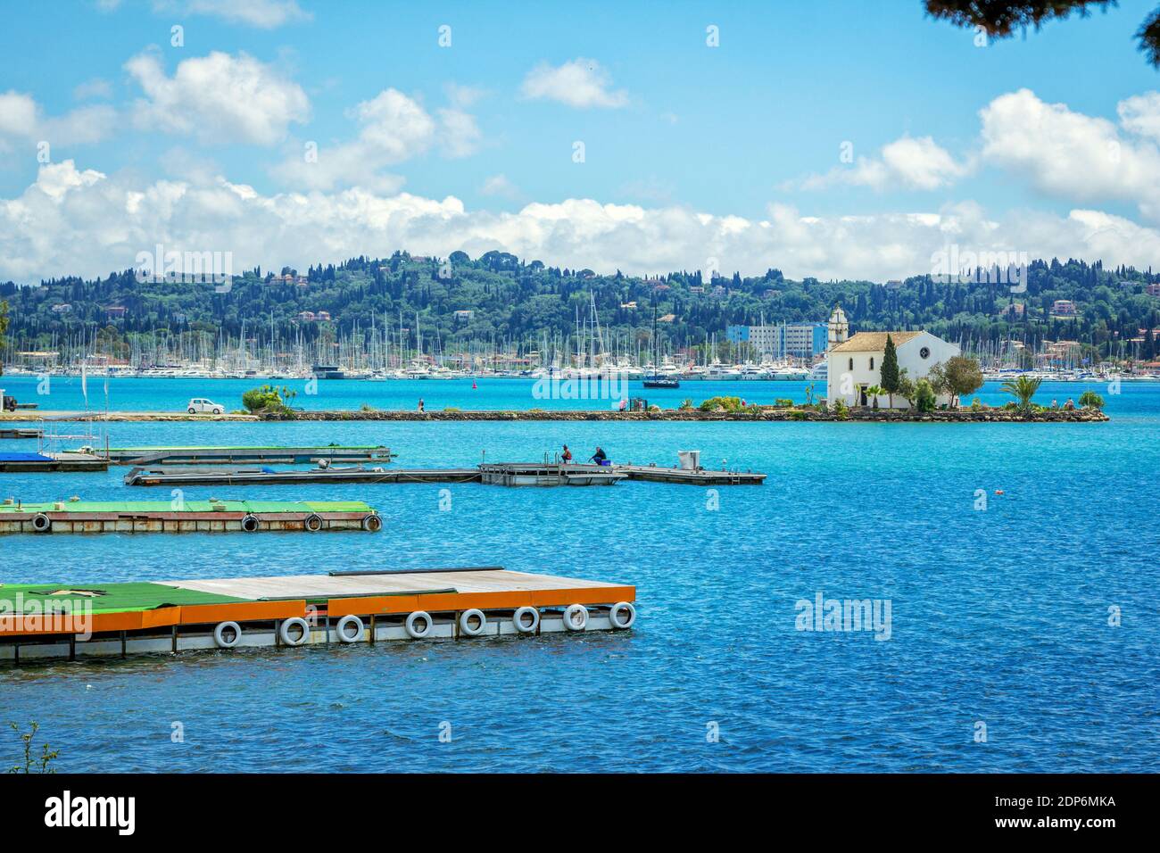 Corfu Island, Greece- May 5, 2019: View of beautiful Gouvia Bay ...