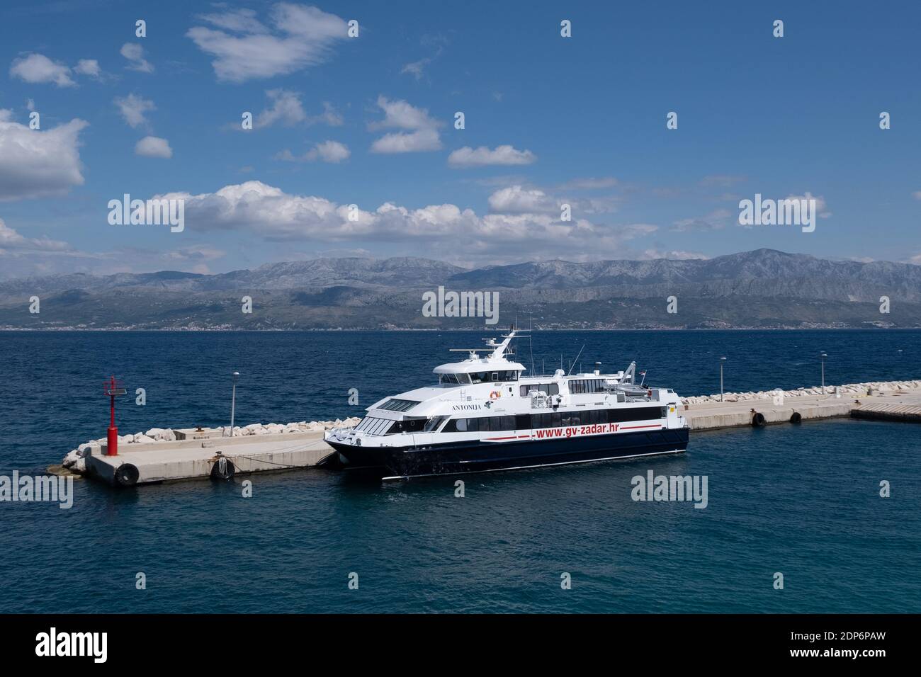 Elevated view of the fast boat Antonija in Supetar,Brac Island ...