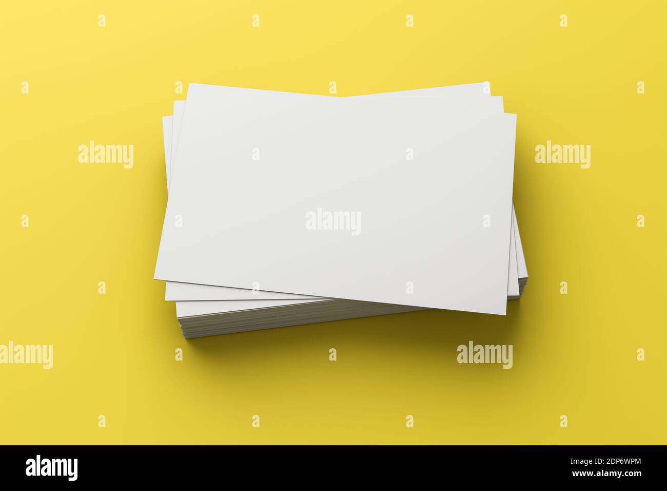 Blank Business Card stack. Mockup on color of the year "Illuminating ...