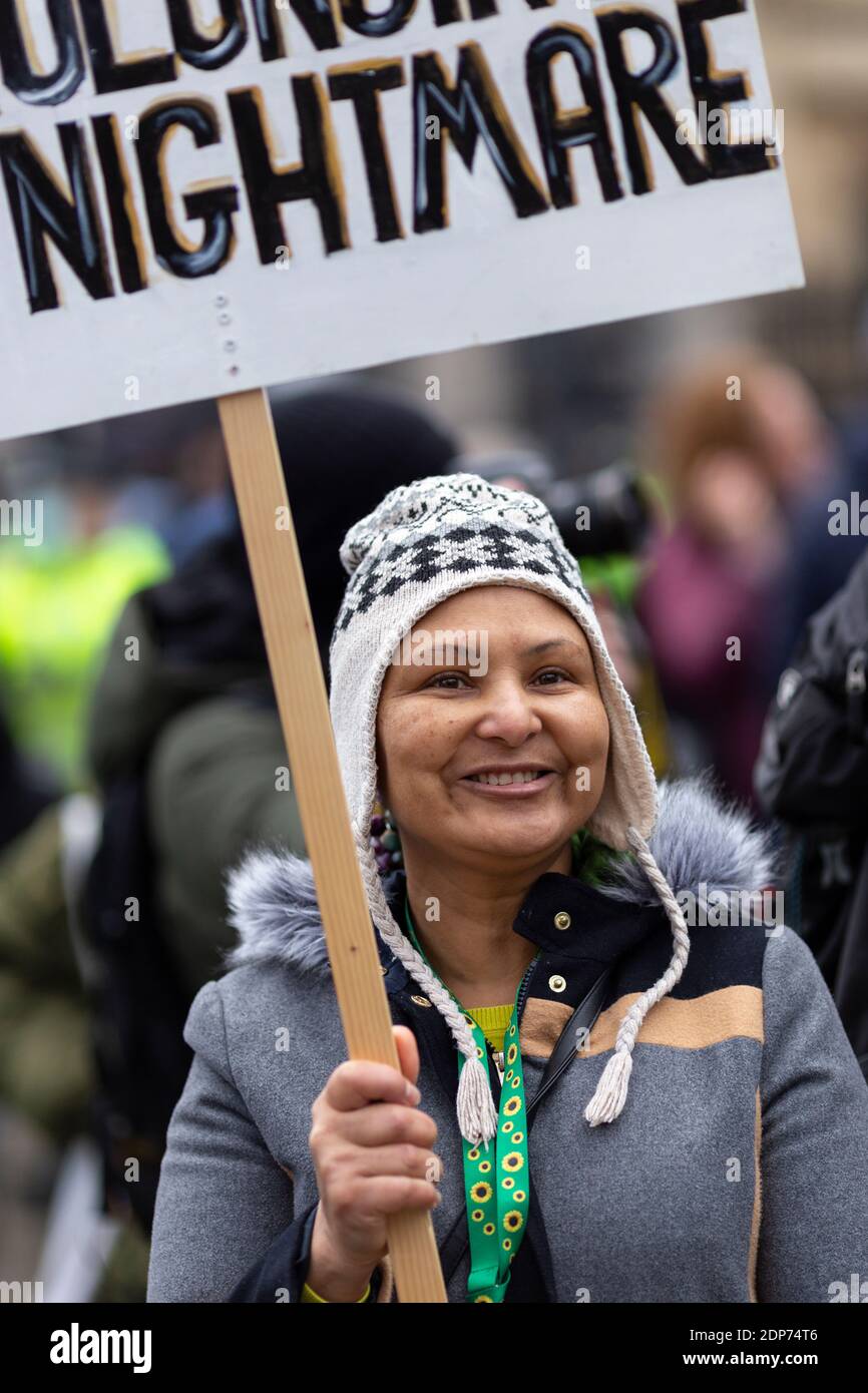 Girl smiling at protest hi-res stock photography and images - Alamy