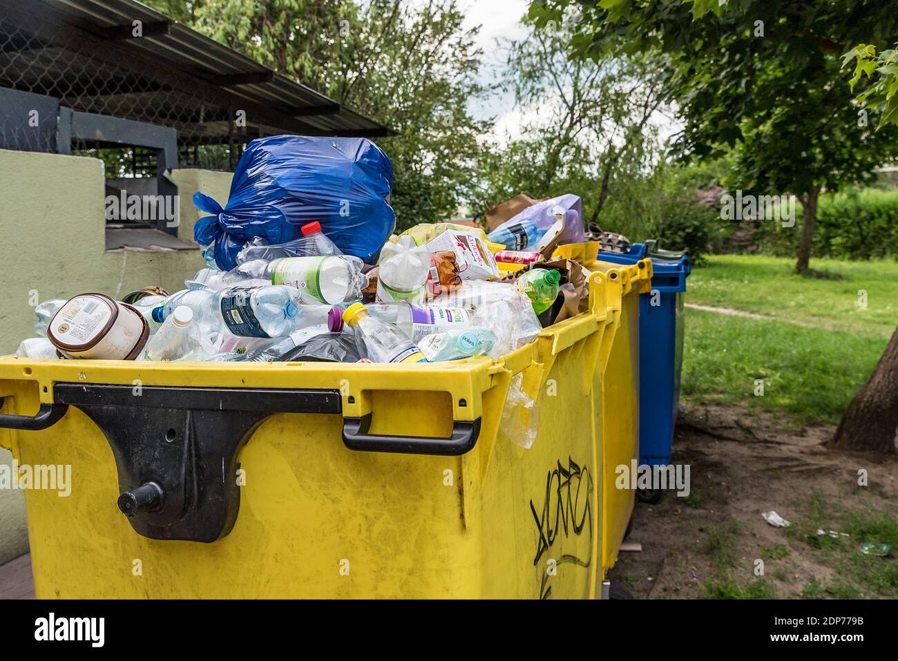 Legionowo, Poland - July 9, 2020: Container with segregated waste ...