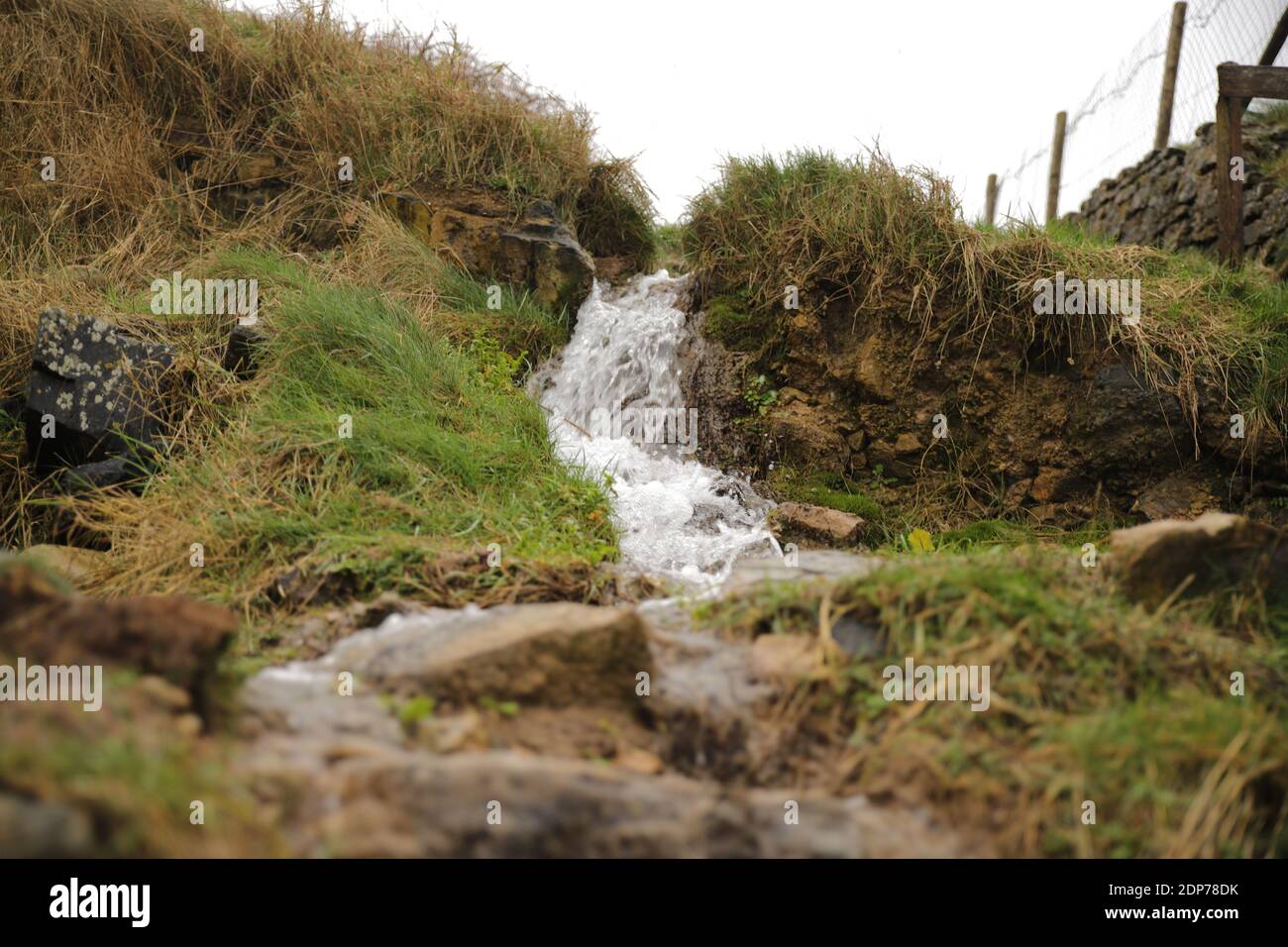A small stream flowing on the slope Stock Photo - Alamy