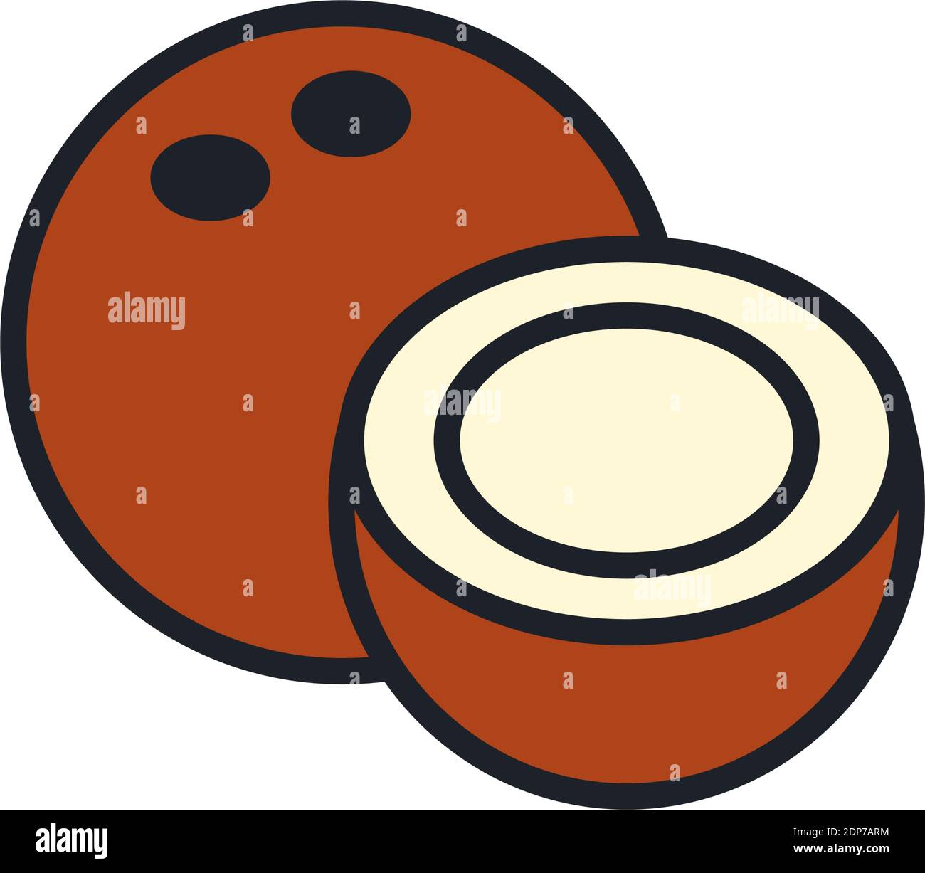 Coconut icon. Linear color icon, contour, shape, outline. Thin line ...